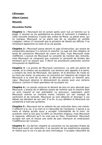 L'Étranger - Albert Camus - Summary Part Two - A Level French ...