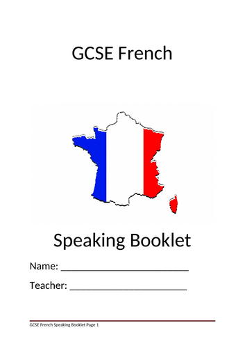 GCSE French Speaking Examination Booklet and Resources (2016 ...
