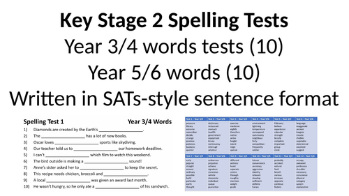 Year 3/4 & Year 5/6 Words Spelling Tests | Teaching Resources