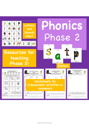 Phonics Phase 2 Based letters & sounds activities worksheets posters ...