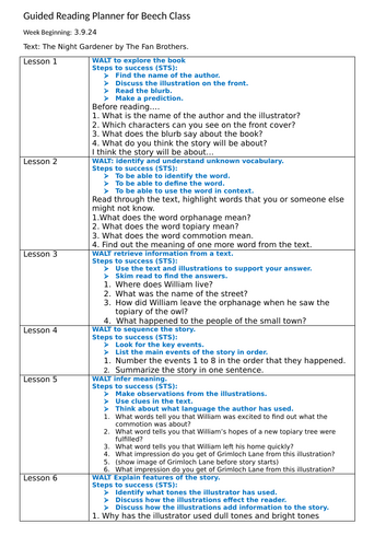 The Night Gardener Reading Comprehension | Teaching Resources