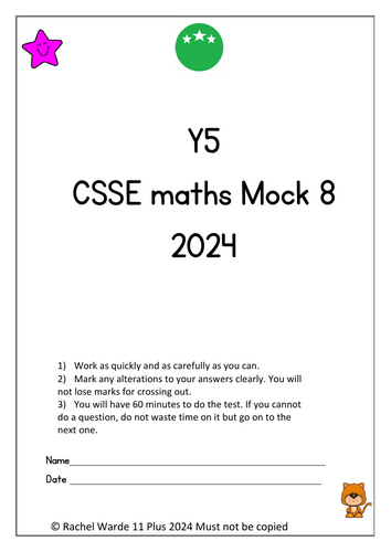 FREE SAMPLE CSSE MATHS MOCK PAPER (modelled on the CSSE 2024 paper ...