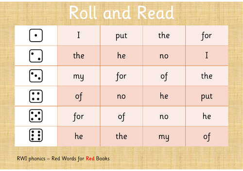 RWI Roll and Read Phonics Game - Red Words | Teaching Resources