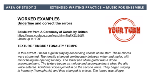 WJEC Area of Study 2 - Extended Writing Practice Questions | Teaching ...