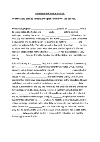 Dr Who Blink Episode Media Study (critical essay outcome) | Teaching ...