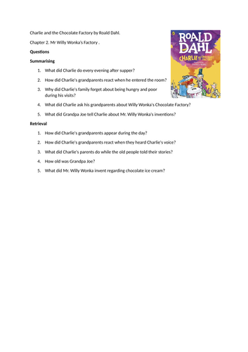Lower Key Stage 2 reading comprehension for Charlie and the Chocolate ...