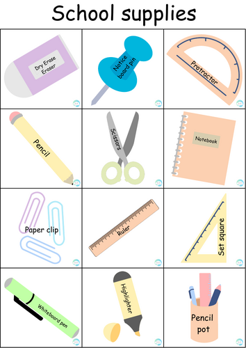 School Supplies - Square labels (PDF) | Teaching Resources