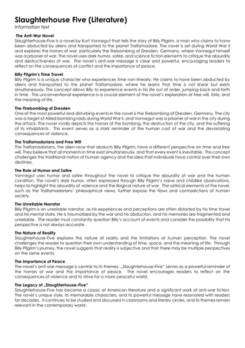 Slaughterhouse Five (Literature) | Teaching Resources