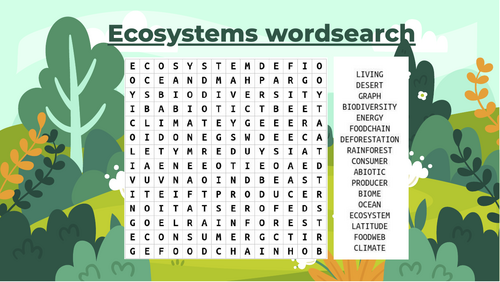 Ecosystems crossword and word search 2 pages | Teaching Resources