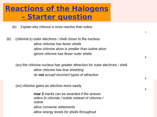 Halogen Displacement Reactions Powerpoint Ks3 Teaching Resources