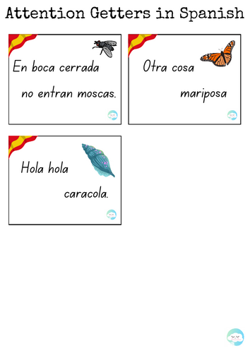 Attention Getters in Spanish (PDF) | Teaching Resources