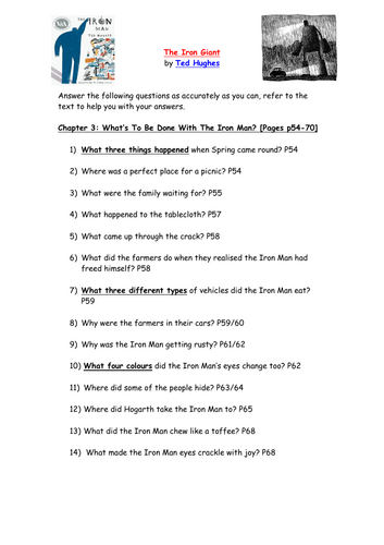 The Iron Man Comprehension [Chapter 3] | Teaching Resources