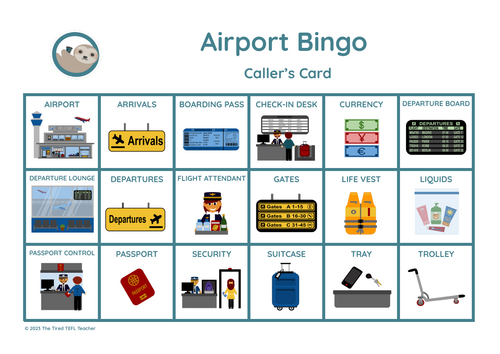 ESL Airport Bingo | Teaching Resources