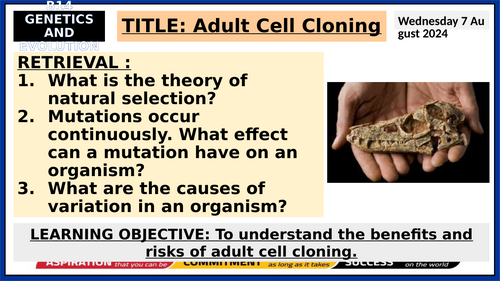 B14 Variation and Evolution (TRIPLE lessons only) Cloning GCSE AQA | Teaching Resources