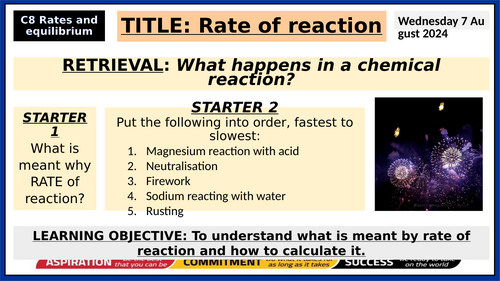 C8 Rates of reaction GCSE AQA | Teaching Resources
