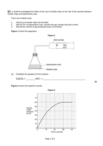C8 Rates of reaction GCSE AQA | Teaching Resources