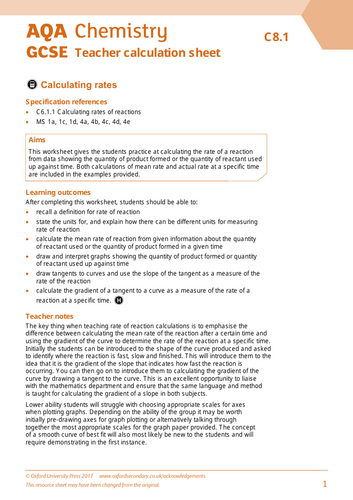 C8 Rates of reaction GCSE AQA | Teaching Resources