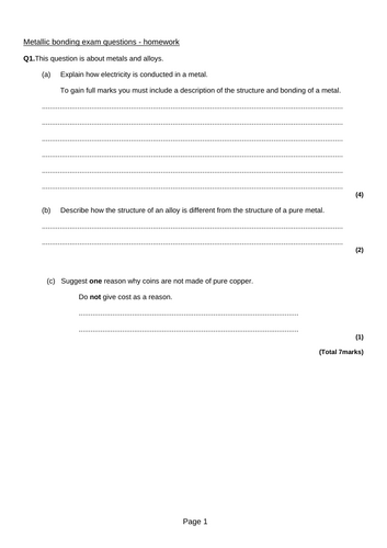 KS3 powerpoint on metallic bonding and alloys | Teaching Resources