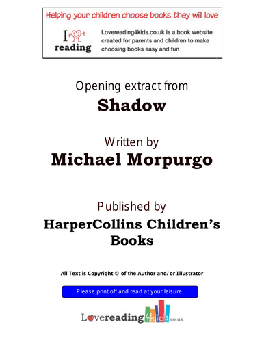 Shadow - Michael Morpurgo - Whole Class Reading Session! | Teaching ...