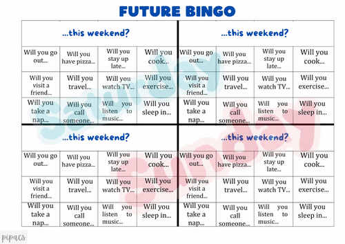 Future bingo - English/ ESL classroom game | Teaching Resources