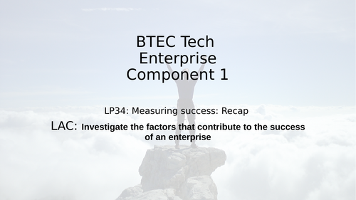 BTEC Tech L1/2 ENTERPRISE COMPONENT 1 | Teaching Resources