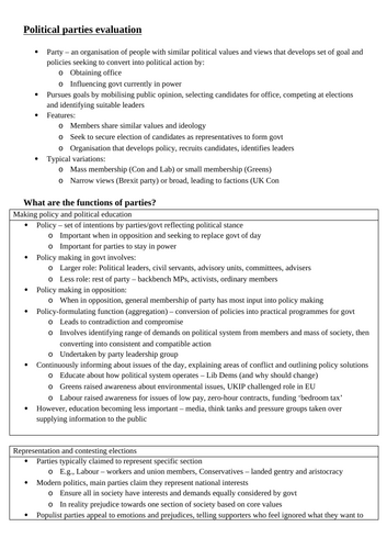 A-level Edexcel Politics: UK Government and Politics | Teaching Resources