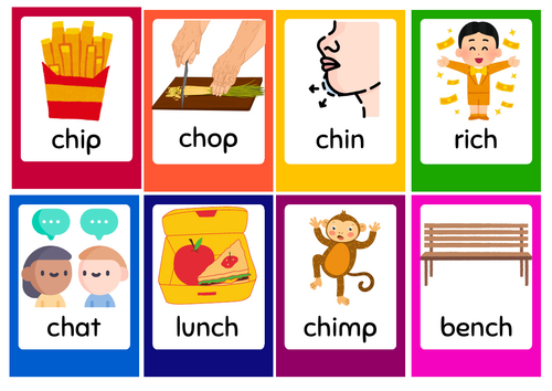 ch sound phonics word and picture flashcards | Teaching Resources