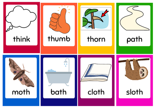 th sound phonics flashcards words and pictures | Teaching Resources