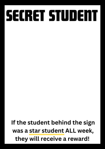 Secret Student Display | Teaching Resources