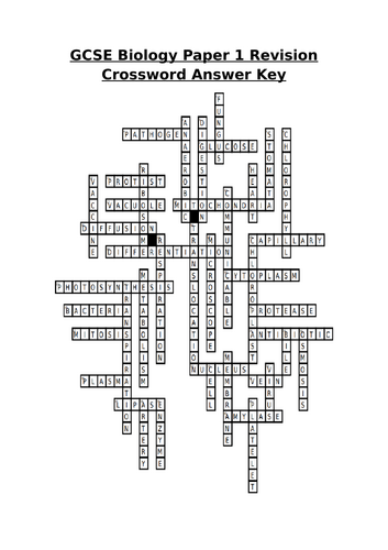 AQA GCSE Biology Paper 1 Crossword Revision (with Answers) | Teaching ...