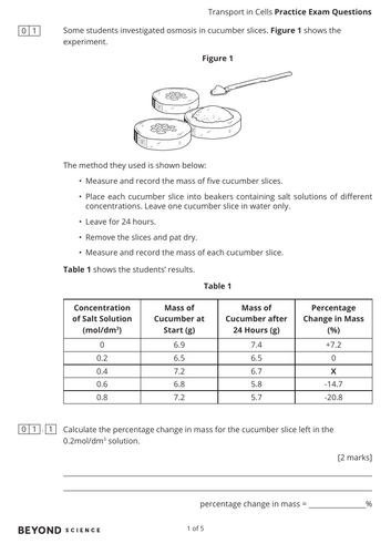 CIE iGCSE Biology 0970 (9-1) Topic 3 Movement Into & Out of Cells ...