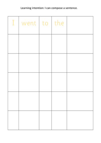 "I went" sentence building cut and stick (boardmaker symbols ...