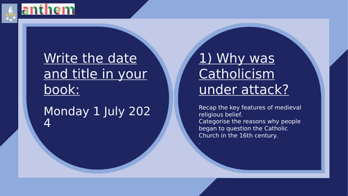 KS3 - Impact of the Reformation on England - Tudor and Stuart 14 ...