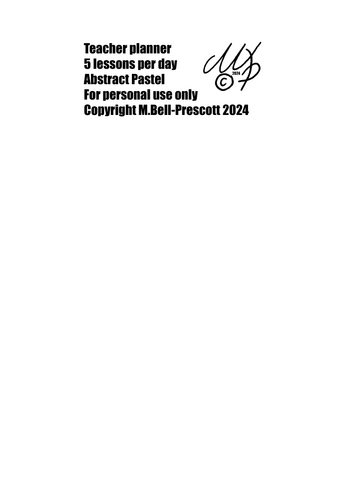 Teacher Planner Printable 5lessons Pastel | Teaching Resources