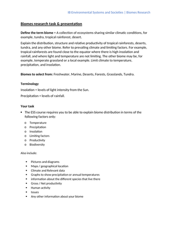 ESS Ecology Unit – Subtopic 2.4 (Standard Level) Climate and biomes ...