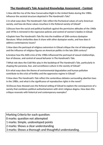 The Handmaid's Tale Context | Teaching Resources