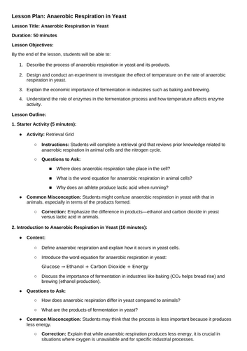 **iGCSE Biology Edexcel - ANAEROBIC RESPIRATION PRACTICAL YEAST ...