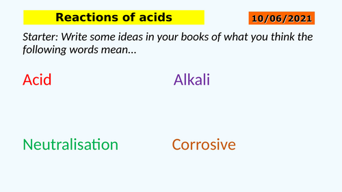 Reactions of acids KS3 ppt | Teaching Resources