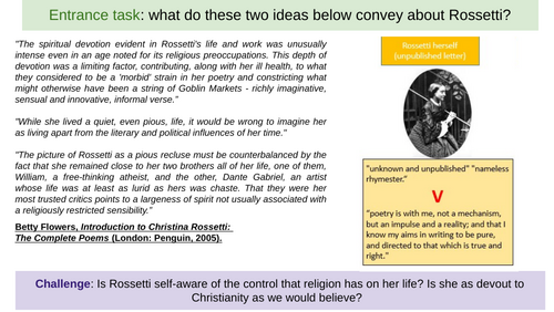 UPDATED Christina Rossetti poetry scheme of work - A level English ...