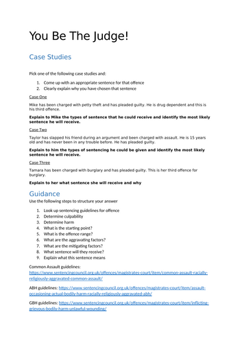 A-Level Law: Adult Sentencing Lesson - Eduqas English Legal Systems ...