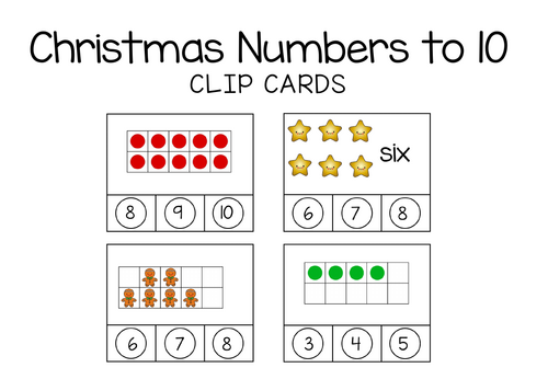 Christmas Clip Cards: Numbers to 10 | Teaching Resources
