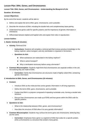 **iGCSE Biology Edexcel - DNA, GENES & CHROMOSOMES** | Teaching Resources