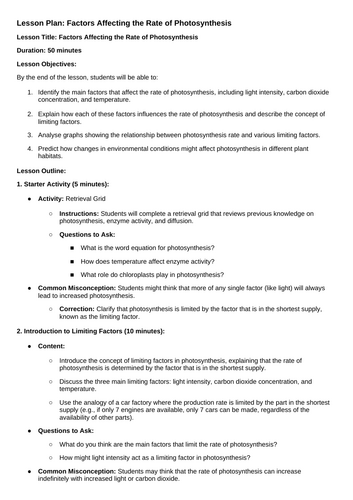 **iGCSE Biology Edexcel - FACTORS AFFECTING RATE OF PHOTOSYNTHESIS ...