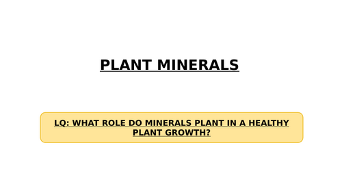 **iGCSE Biology Edexcel - PLANT MINERALS** | Teaching Resources
