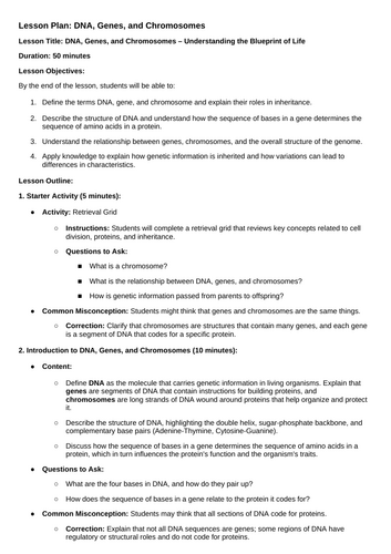 **iGCSE Biology Edexcel - DNA, GENES & CHROMOSOMES** | Teaching Resources