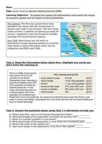 KS3 Geography - South America Unit of Work | Teaching Resources