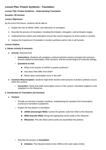 **iGCSE Biology Edexcel - PROTEIN SYNTHESIS - TRANSLATION** | Teaching ...
