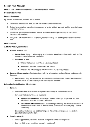 Igcse Biology Edexcel Mutations Teaching Resources