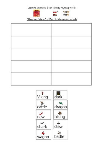 "Dragon Stew" story tasks - rhyming words and reading comprehension ...