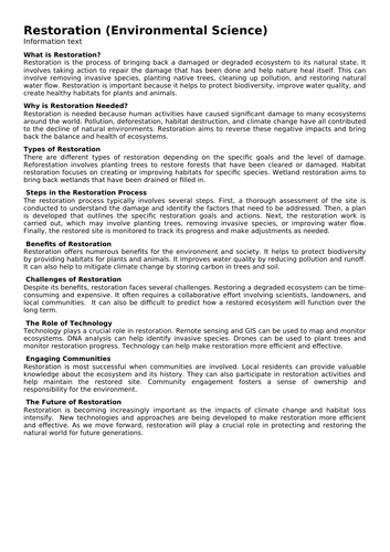 Restoration (Environmental Science) | Teaching Resources
